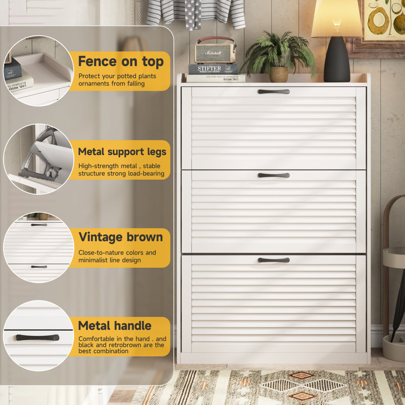 35 Pair Shoe Storage Cabinet White